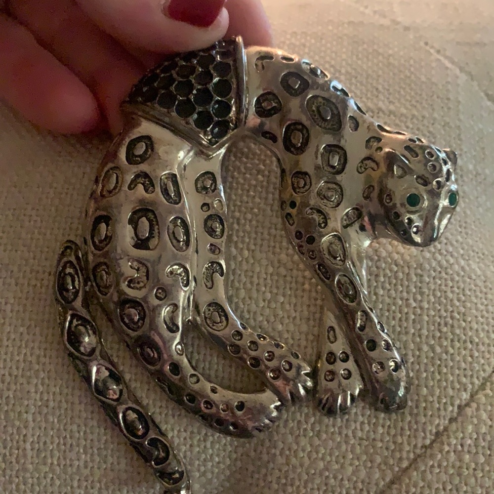 Vintage Hanging Panther Pin Large Scale - Gem